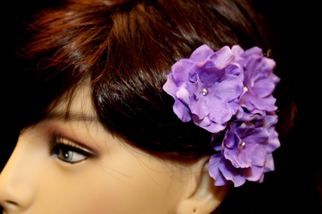 3 Dark Purple Star Flowers on Heavy Weight Bobby Pins - Handmade Flower ...