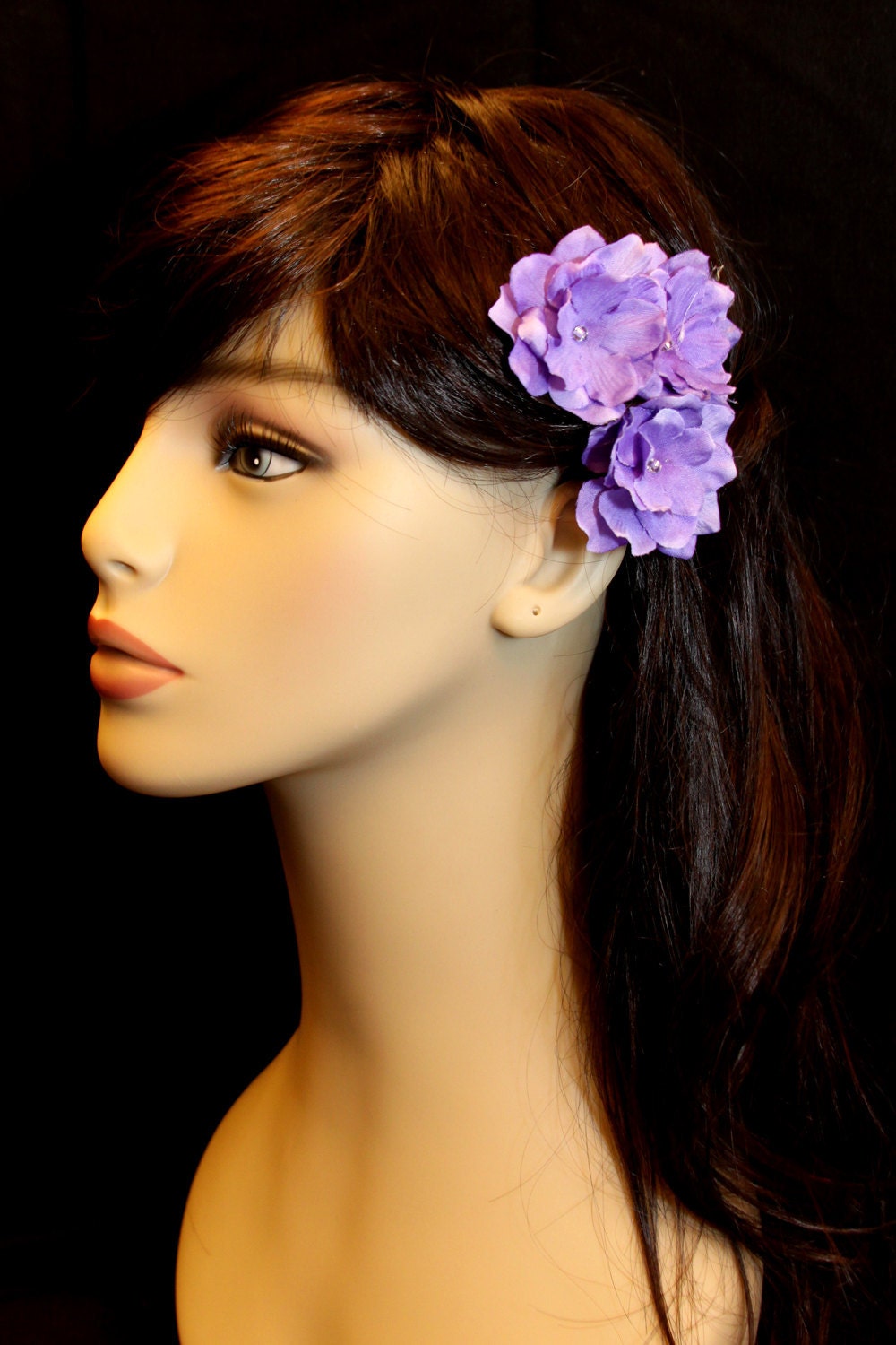 3 Dark Purple Star Flowers on Heavy Weight Bobby Pins - Handmade Flower ...