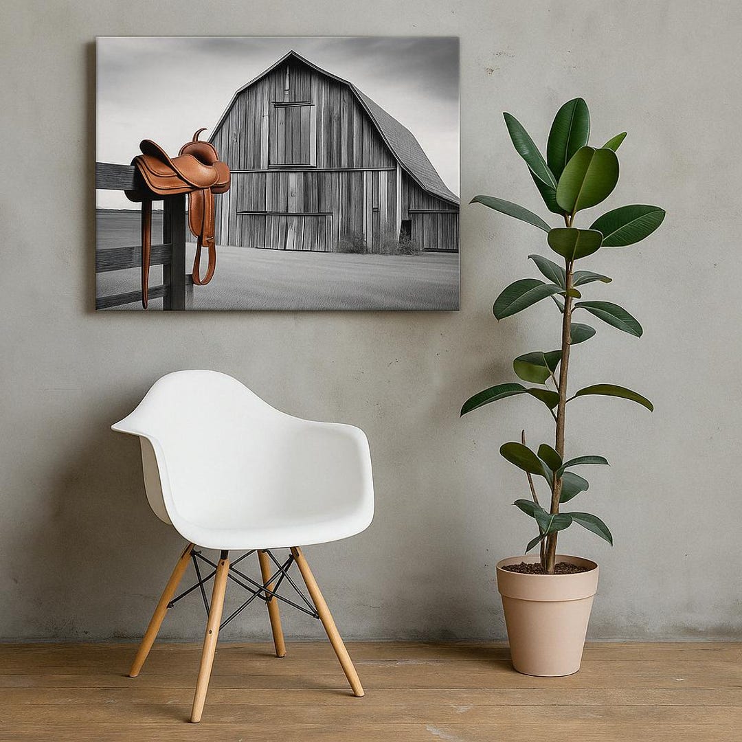 Rustic Barn Saddle Print: Farmhouse Country Landscape (digital Download ...