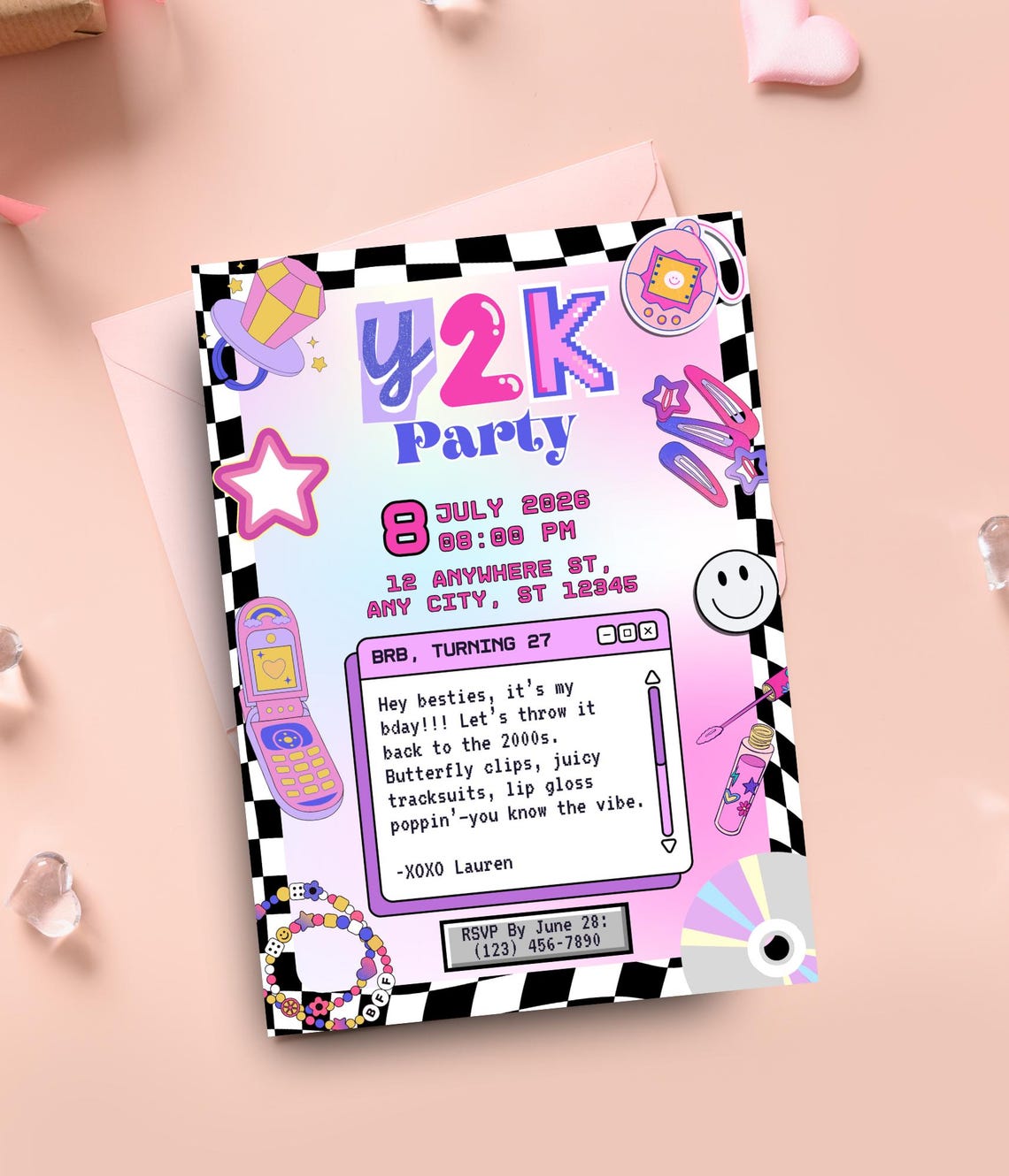 Y2K Birthday Party Invitation | Retro 2000s Instant Message Chat Theme ...