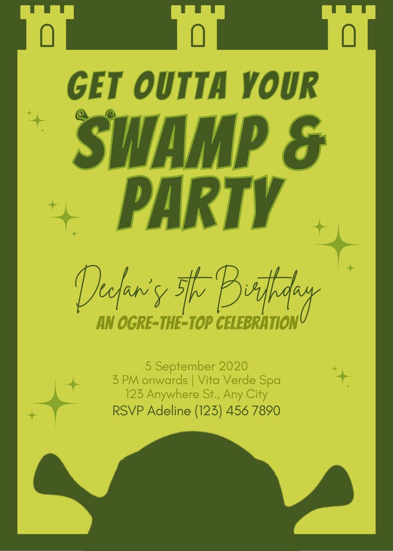 Shrek Birthday Invitation – Editable Swamp Party Template (canva) - Etsy