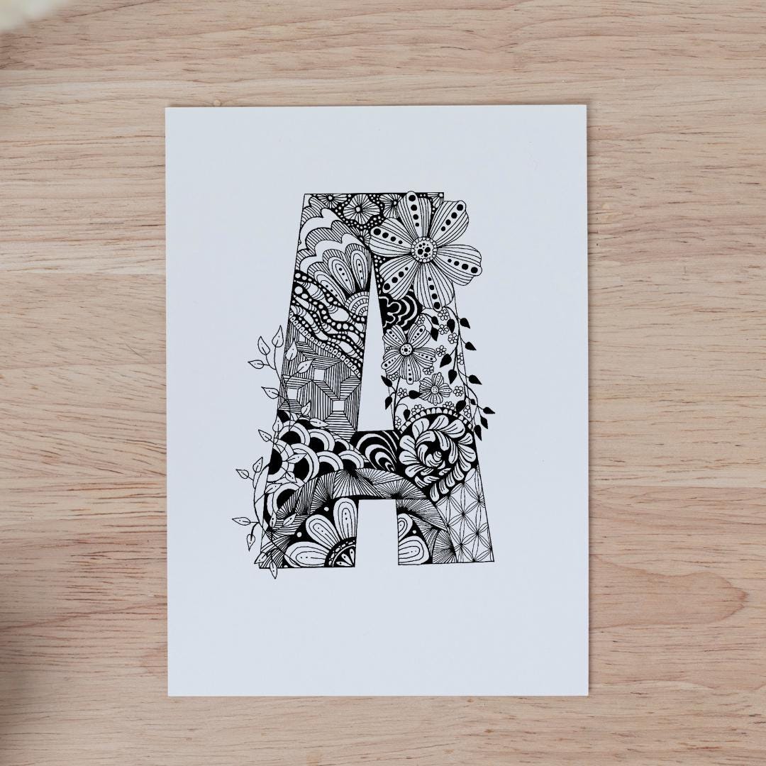 Hand-drawn Zen Doodle Alphabet - A – Digital Download | A-Z Intricate ...