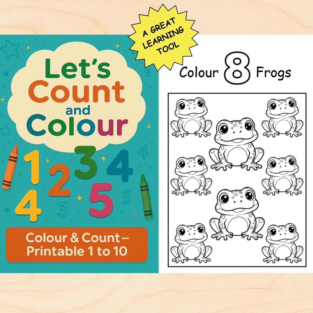 Numbers 1-10 Coloring Worksheet: Preschool Math Activity (PDF) - Etsy