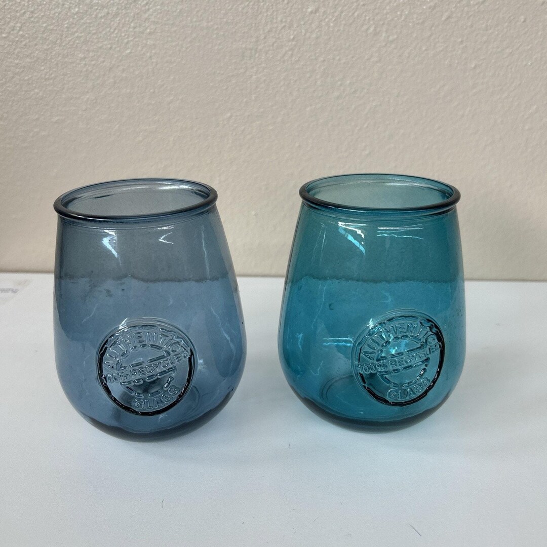 Set of 2 Authentic 100% Recycled Glass Tumbler Drinking Glass San ...