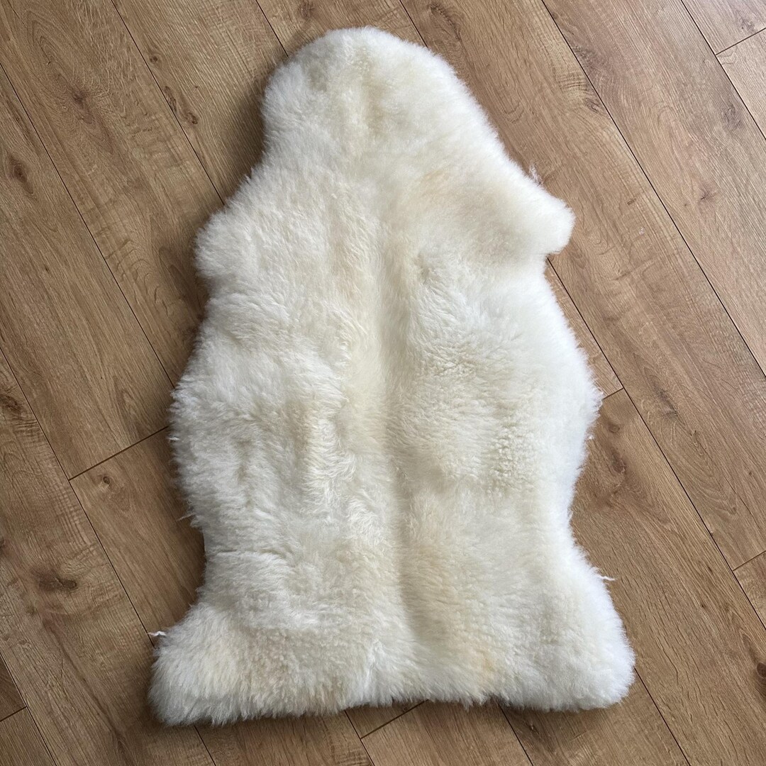 Single Pelt Ivory Sheepskin Rug – Natural White Sheep Skin Throw 2ft X ...