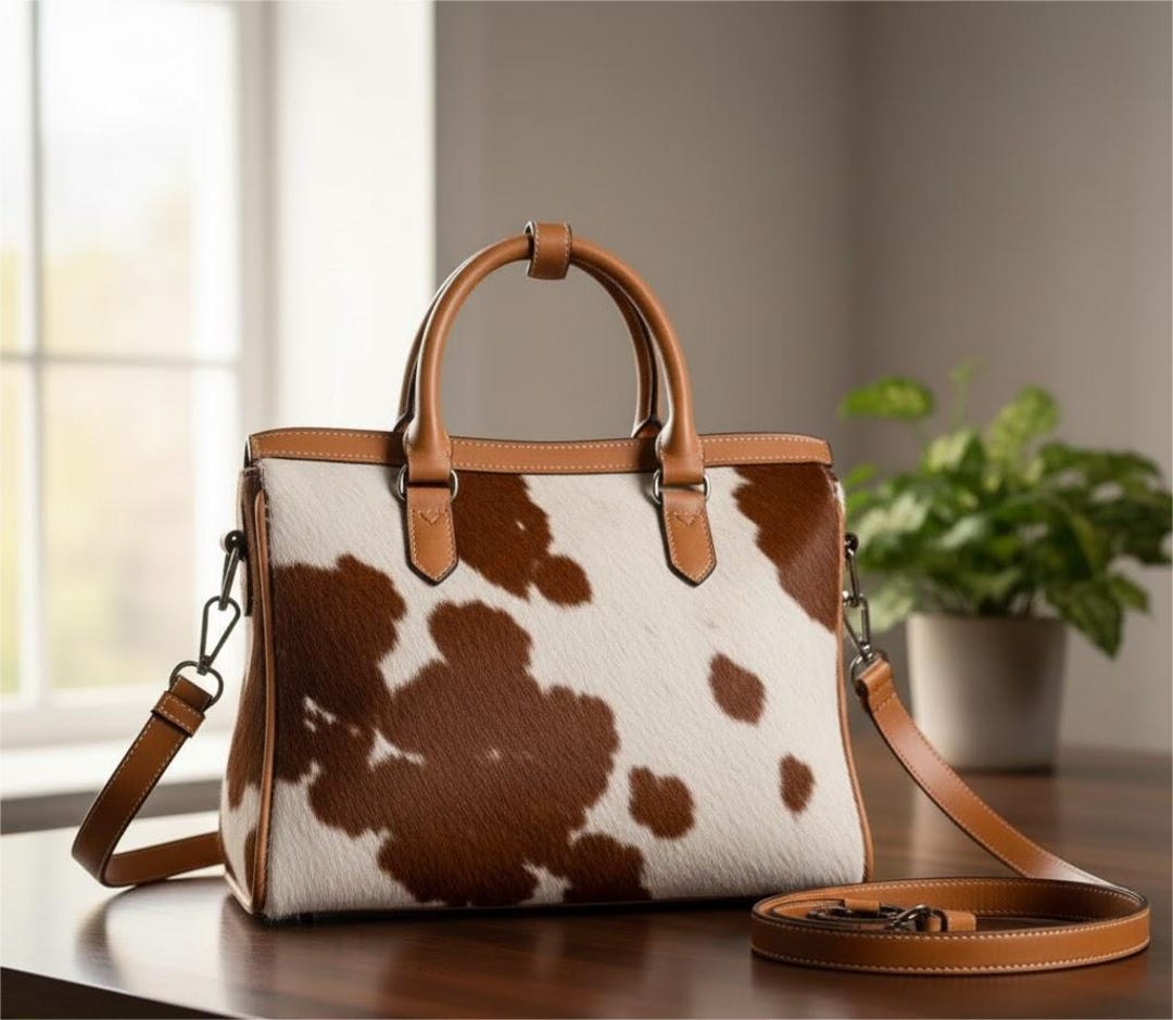 Handmade Cowhide Tote Bag – Genuine Hair-on Leather Purse – Western ...
