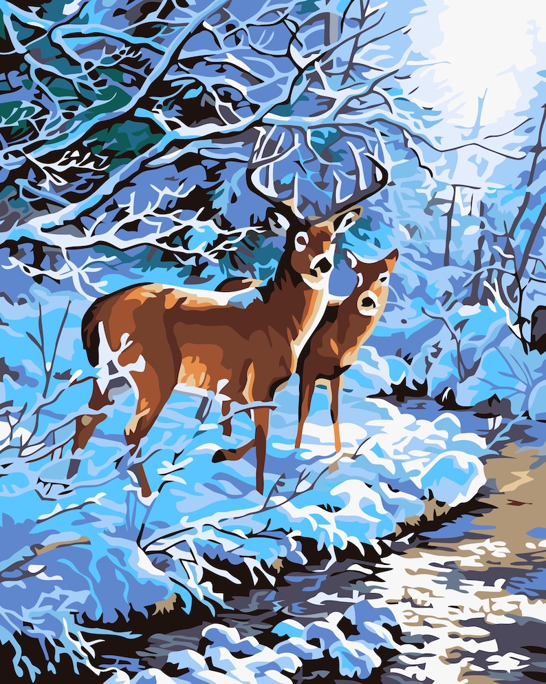 Winter Wonderland Deer Paint by Number Kit, Chtistmas Home Decor Gift ...