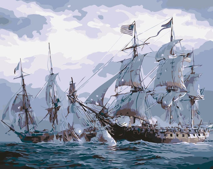 Sailing Ship Paint by Numbers Kit – DIY Nautical Canvas Art – Historic ...