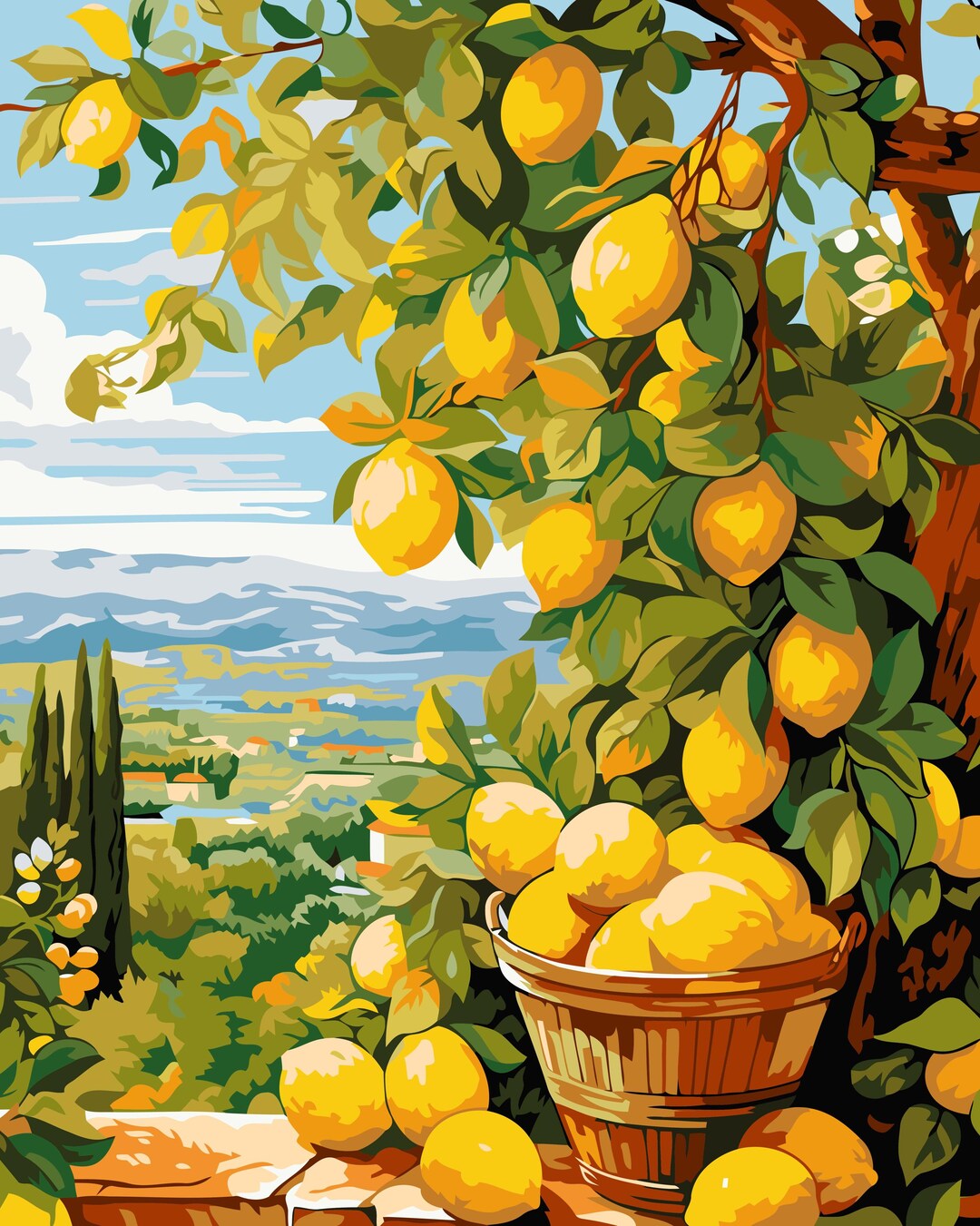 Lemon Tree / Mediterranean Landscape Paint by Numbers Kit - Etsy