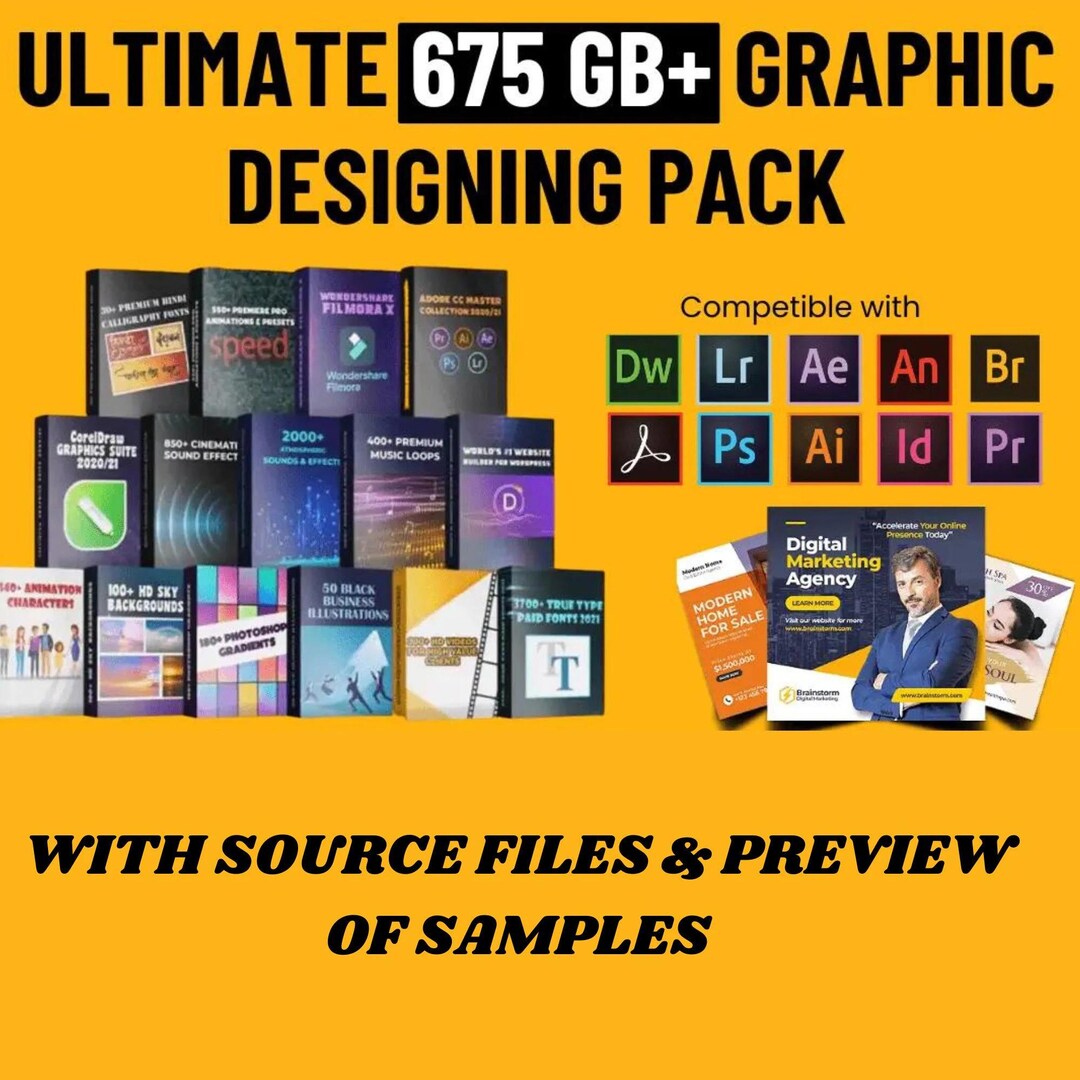 675 GB Graphical Bundle With Source Files & Preview Samples - Mock-ups ...