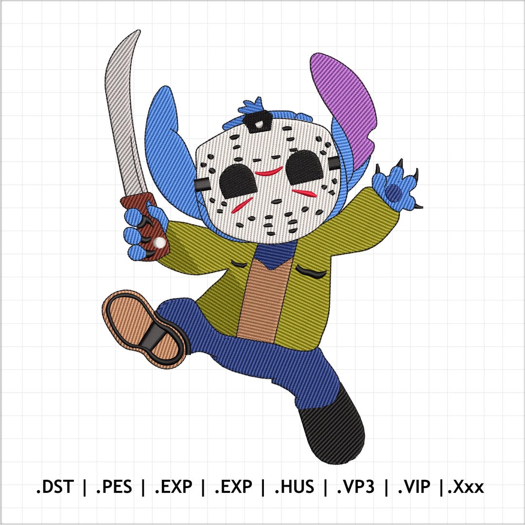 Scary Stitch in Jason Mask Embroidery Design – Halloween Horror Machine ...