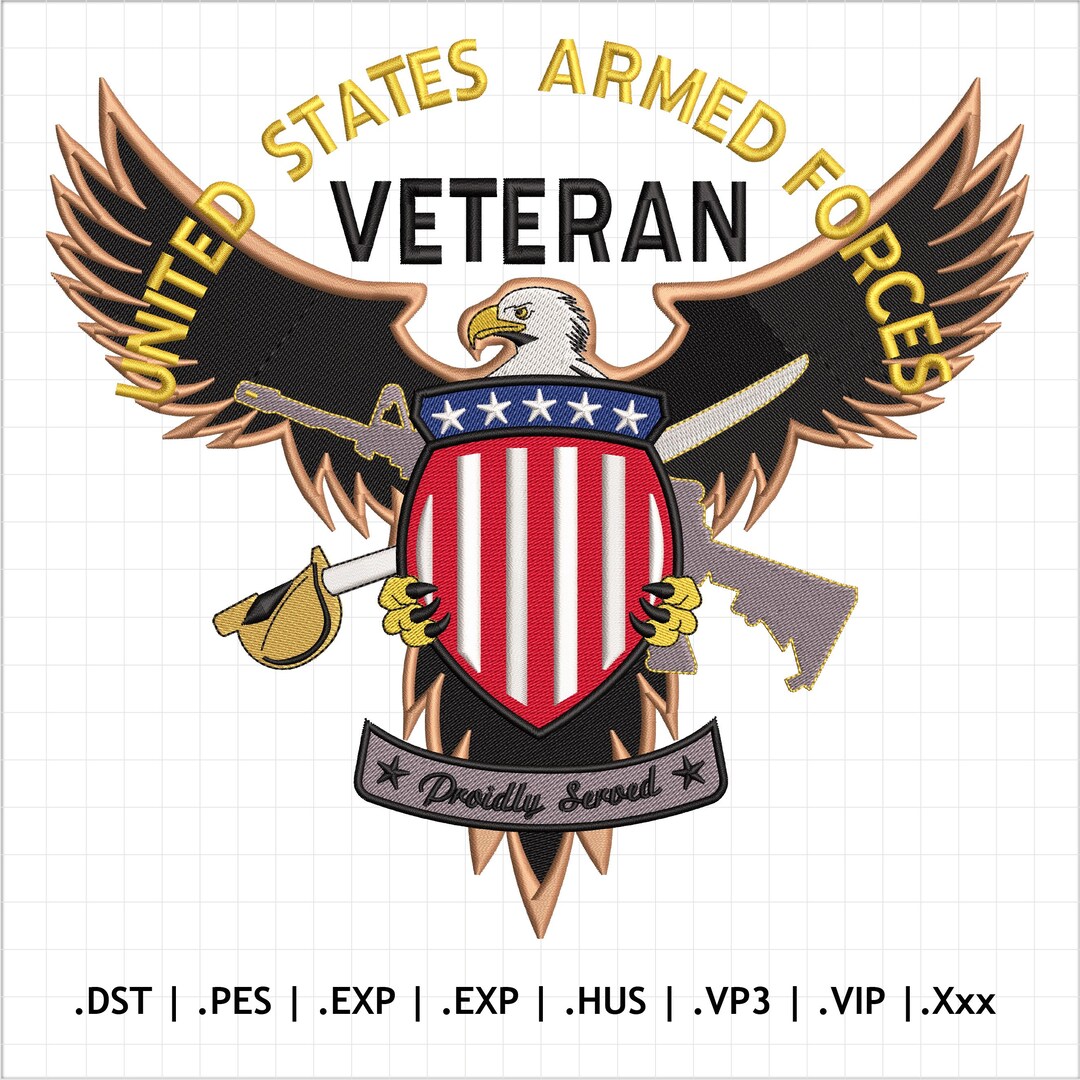 United States Armed Forces Emblem Embroidery, US Air Force Veteran ...