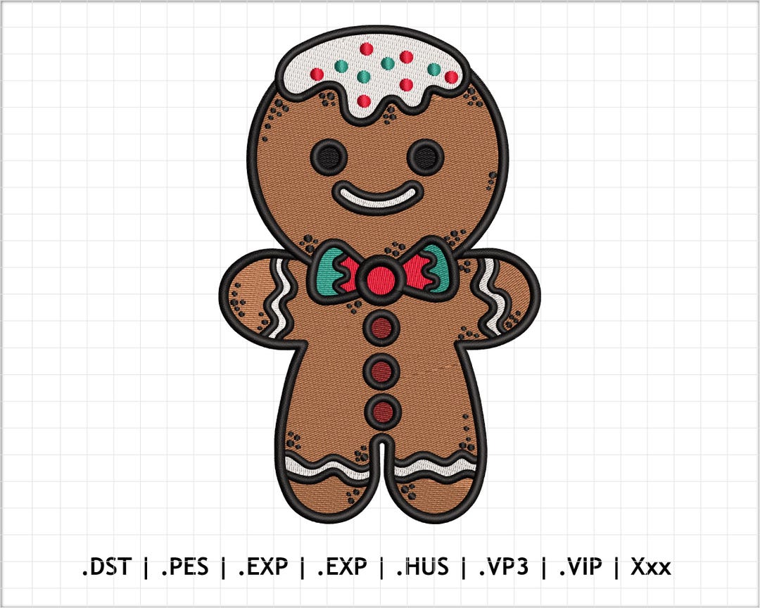 Ginger Bread Embroidery Design, Cute Ginger Bread for Christmas ...