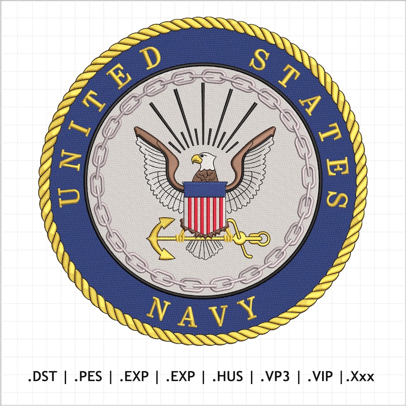 United States Armed Forces Emblem Embroidery, United States Navy Emblem ...