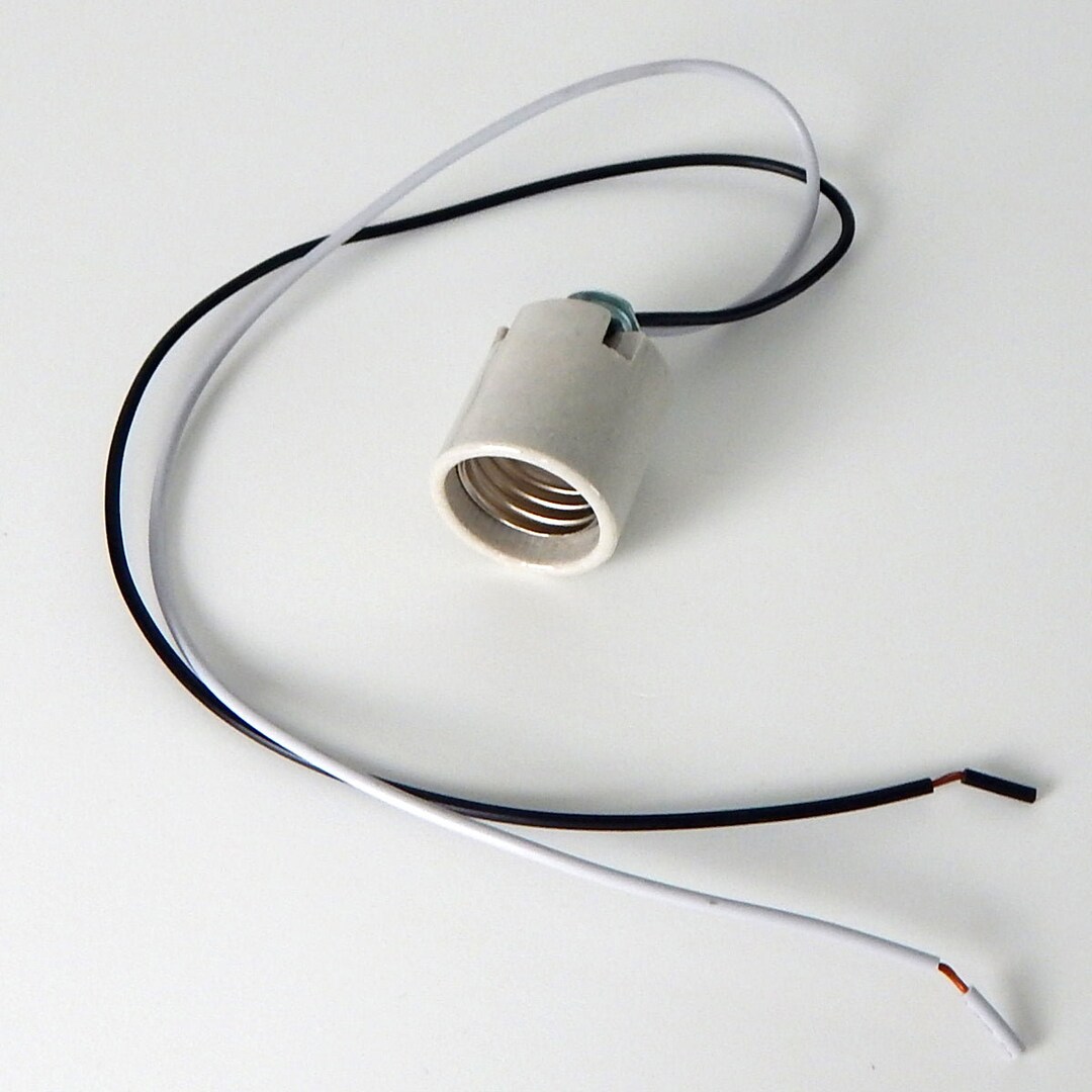 Medium Base Glazed Porcelain Socket W/ Hickey 18-inch Leads - Etsy