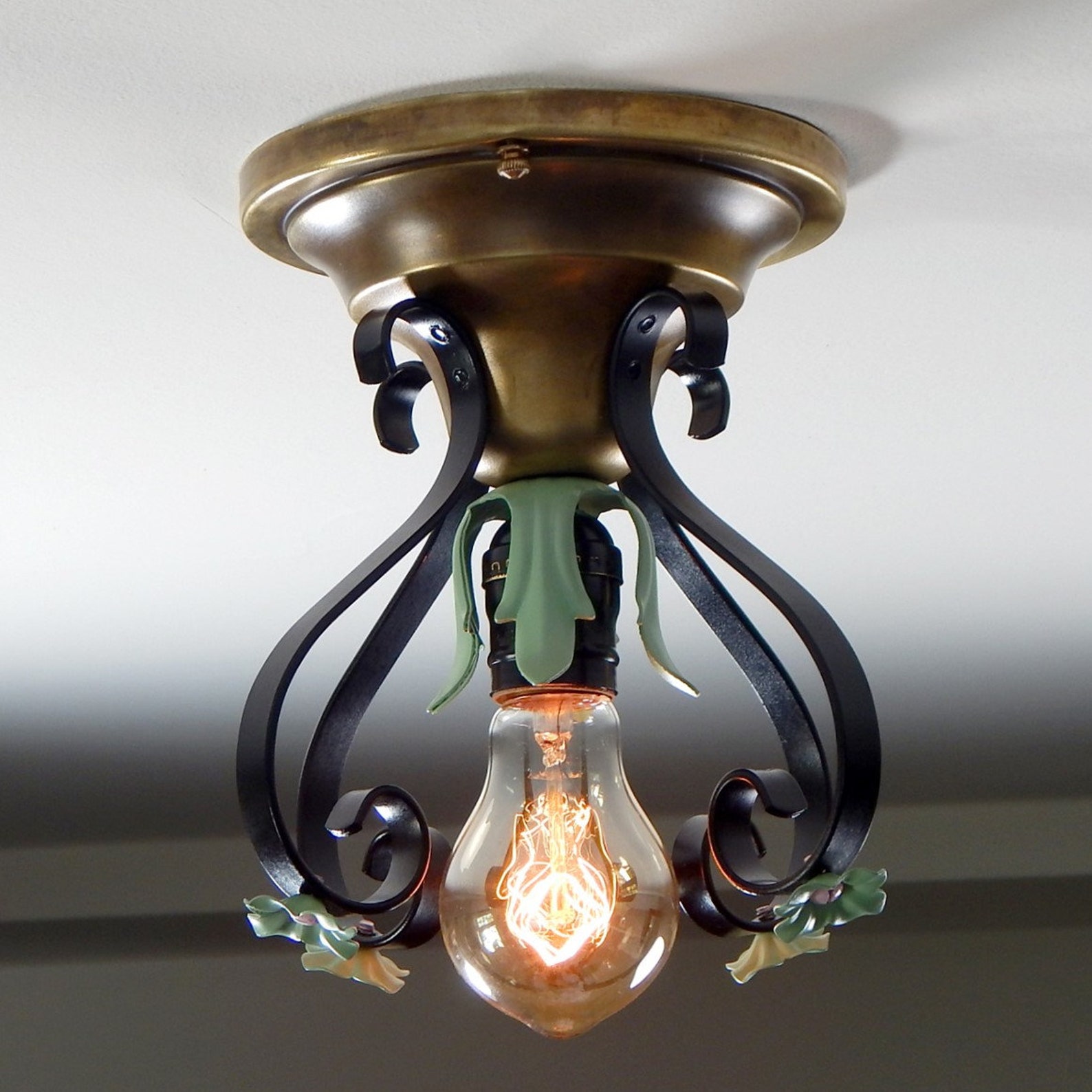 Antique Restored Semi-flush Ceiling Light Fixture - Etsy