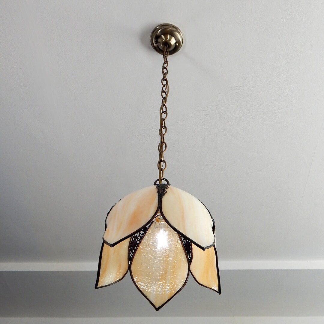 Vintage Slag Glass Pendant Ceiling Light Fixture - Etsy