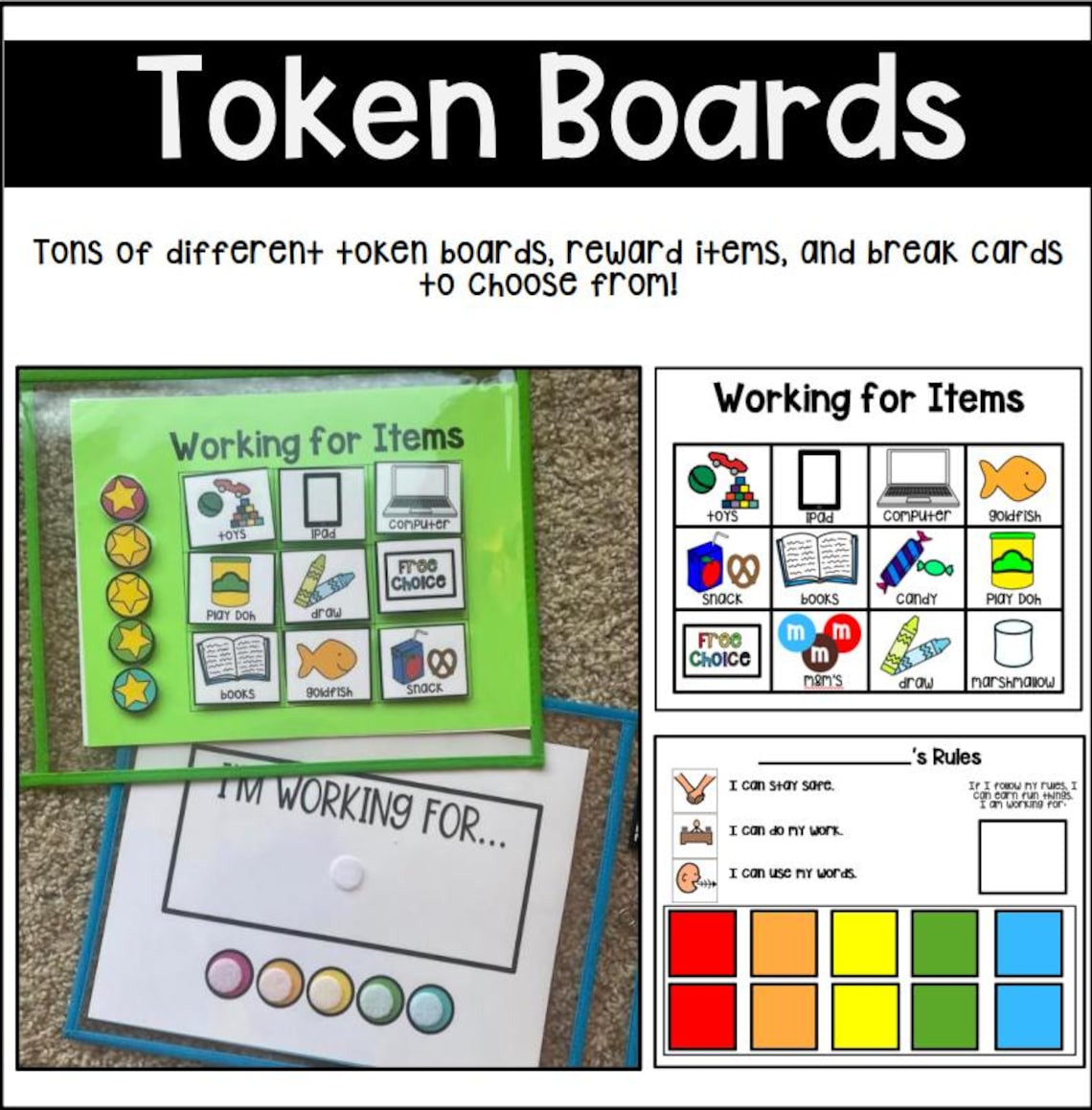 Token Boards / Behavior Visuals / I Am Working for Board / Break Cards ...