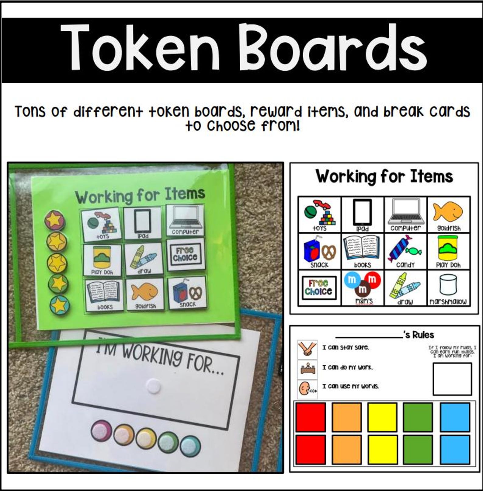 Token Boards / Behavior Visuals / I Am Working for Board / Break Cards ...