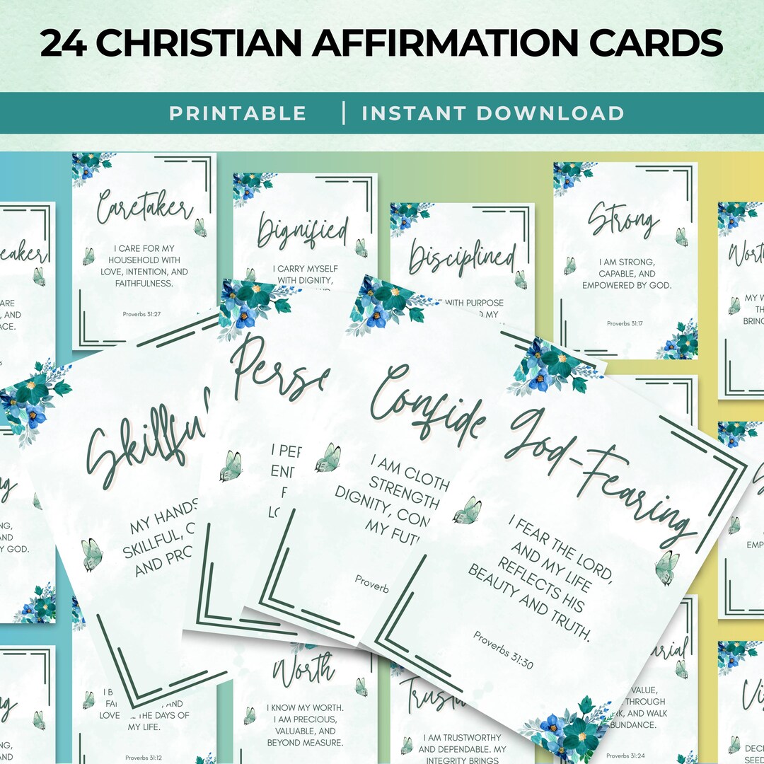 Christian Affirmation Cards|bible Verse Printable|devotional Faith ...