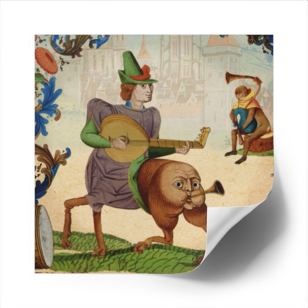 Medieval Butt Trumpet Sticker | Funny Illuminated Manuscript Art ...