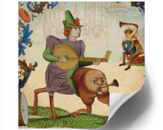 Medieval Butt Trumpet Sticker | Funny Illuminated Manuscript Art ...