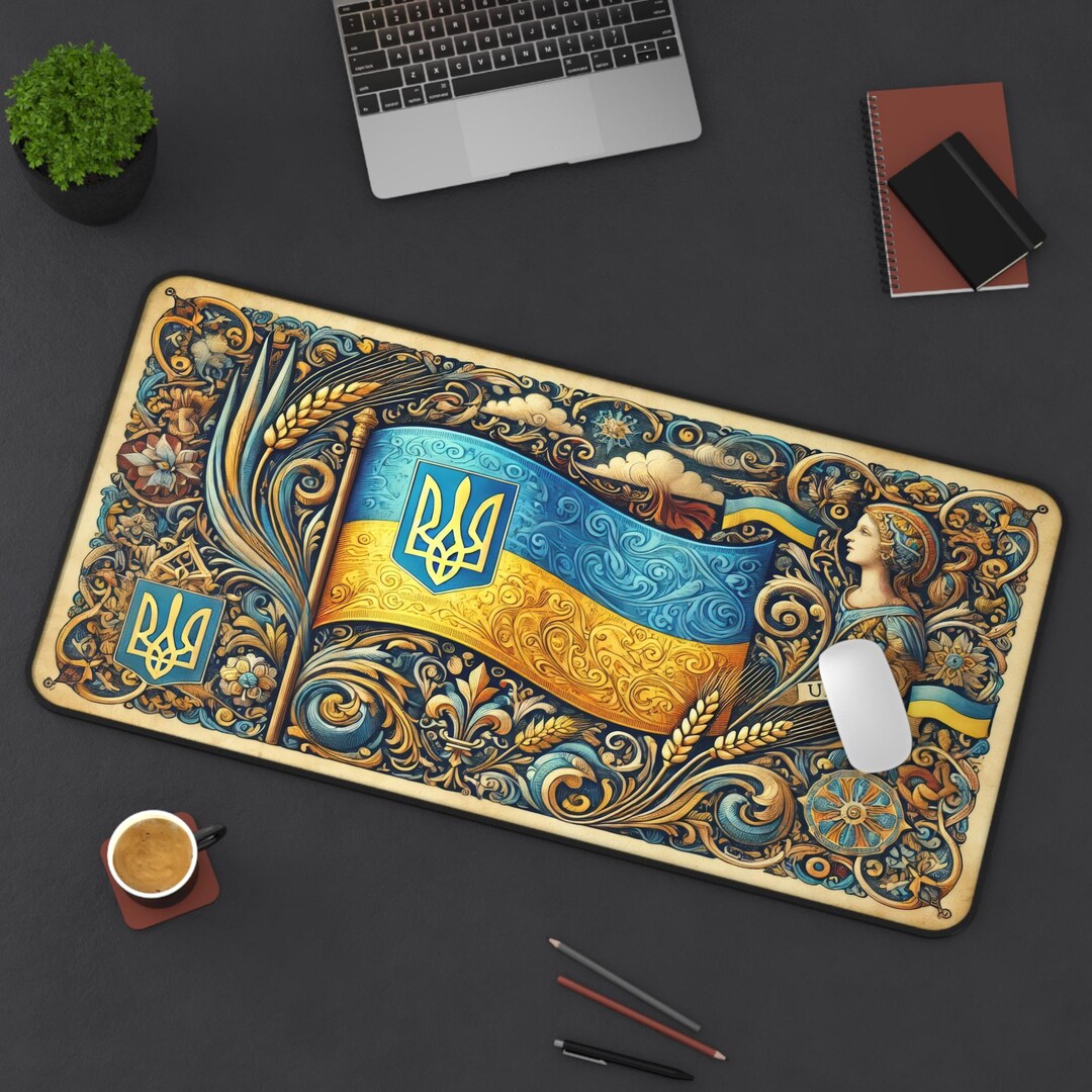 Ukrainian Flag Desk Mat, Elegant Home Office Decor, Gift for Students ...