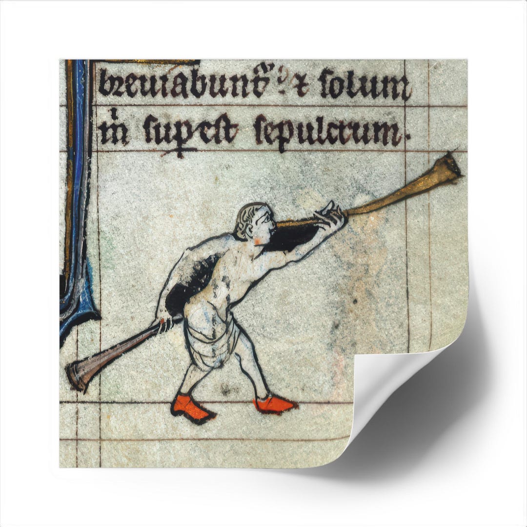 Medieval Butt Trumpet Blower Sticker, Funny Historical Art Sticker ...