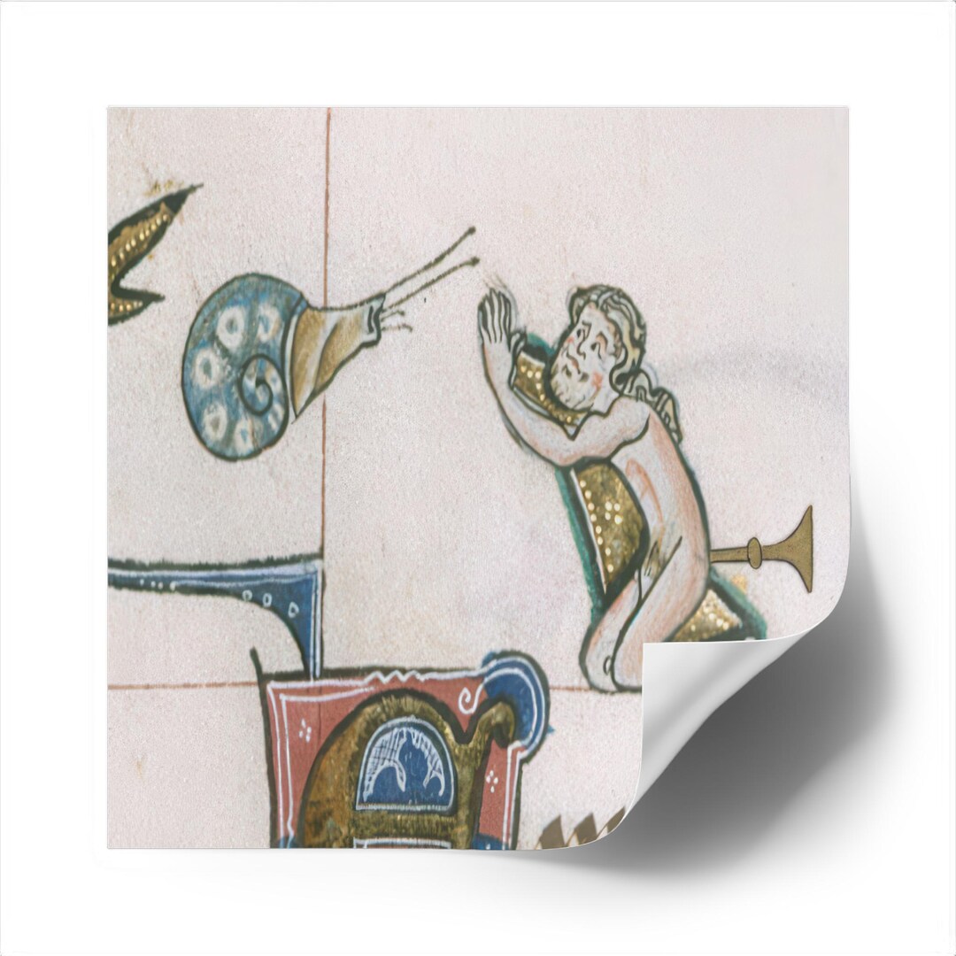 Butt Trumpet Square Stickers, Funny Historical Art Sticker, Medieval ...