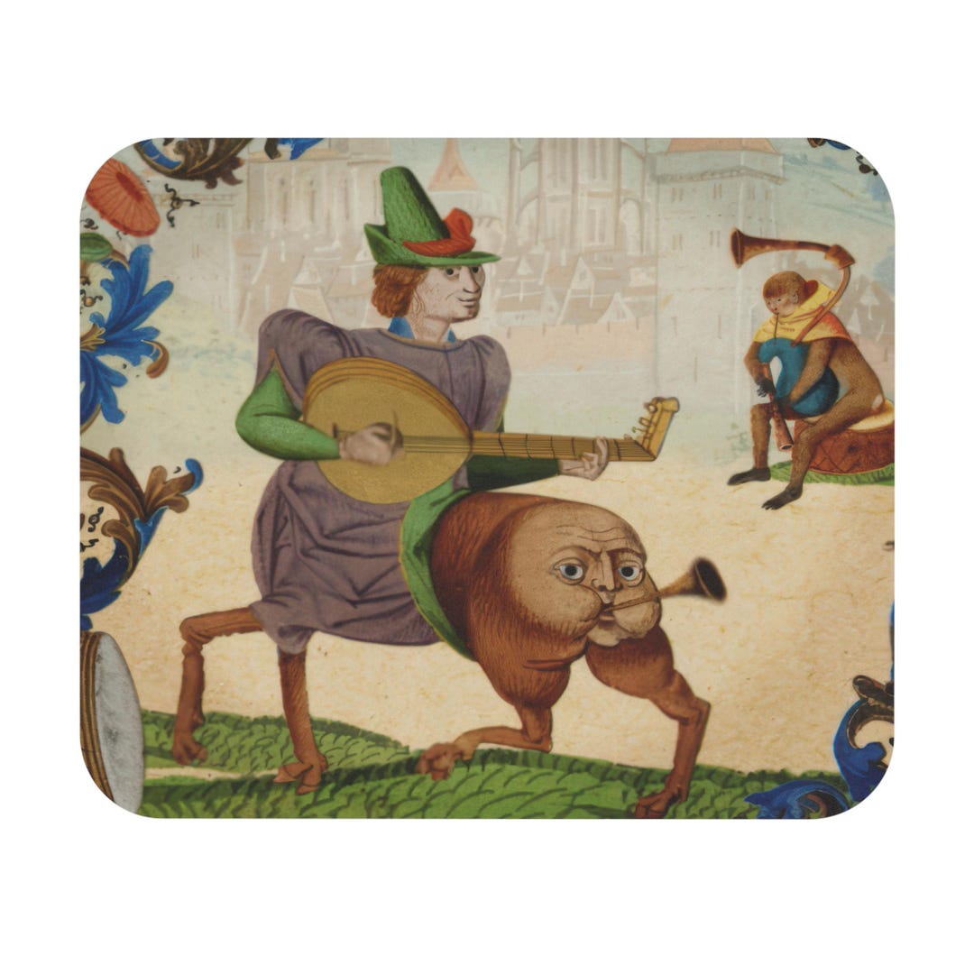 Medieval Butt Trumpet Mouse Pad | Funny Marginalia Art, Gaming Mat ...