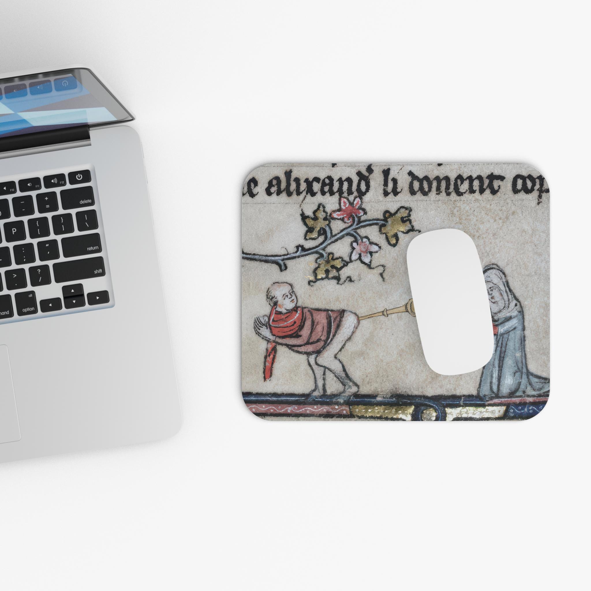 Funny Butt Trumpet Medieval Marginalia Mouse Pad | Humorous Illuminated ...