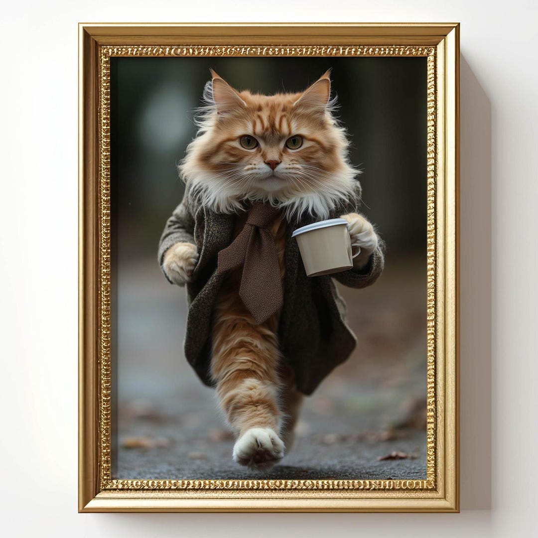 Funny Cat Office Workspace Gift for Colleague Funny Art Cubicle ...