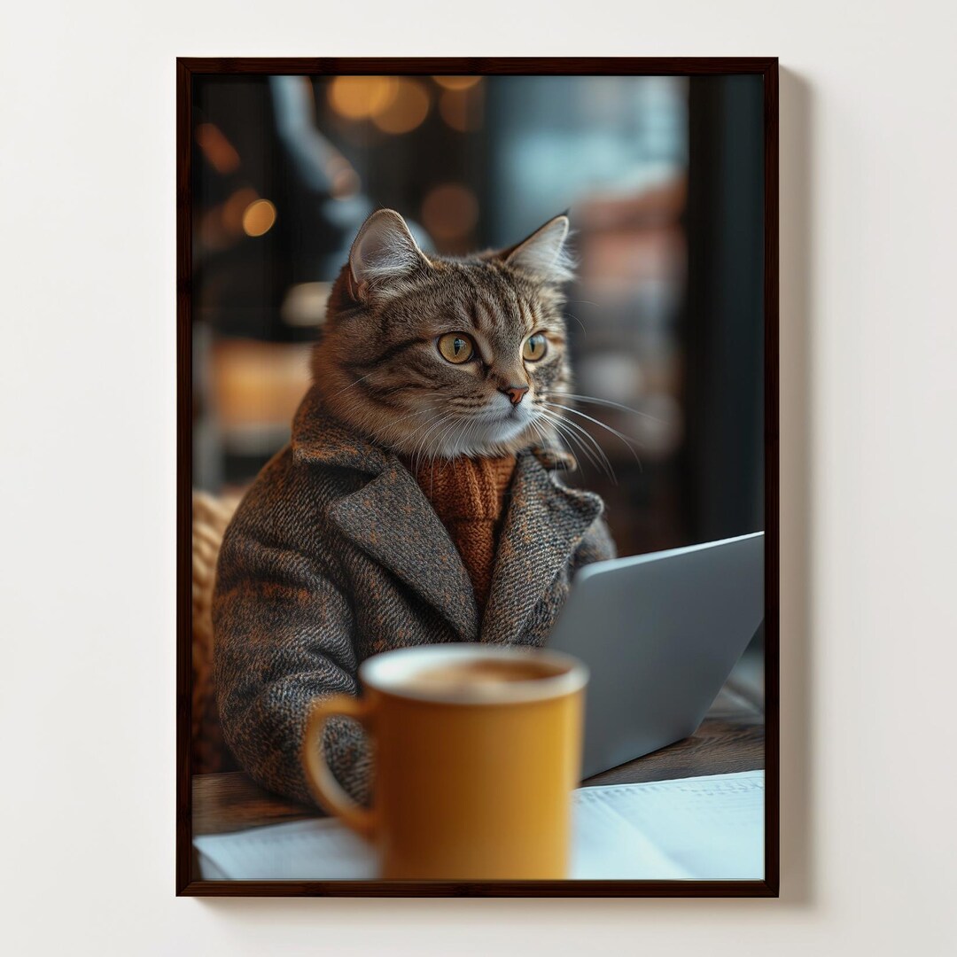 Funny Cat Office Workspace Gift for Colleague Home Decor Cat Lover ...