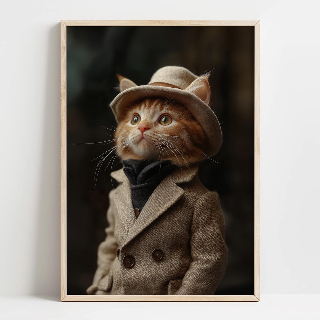 Vintage Gentleman Cat Wall Art Digital Download for Present Vintage ...