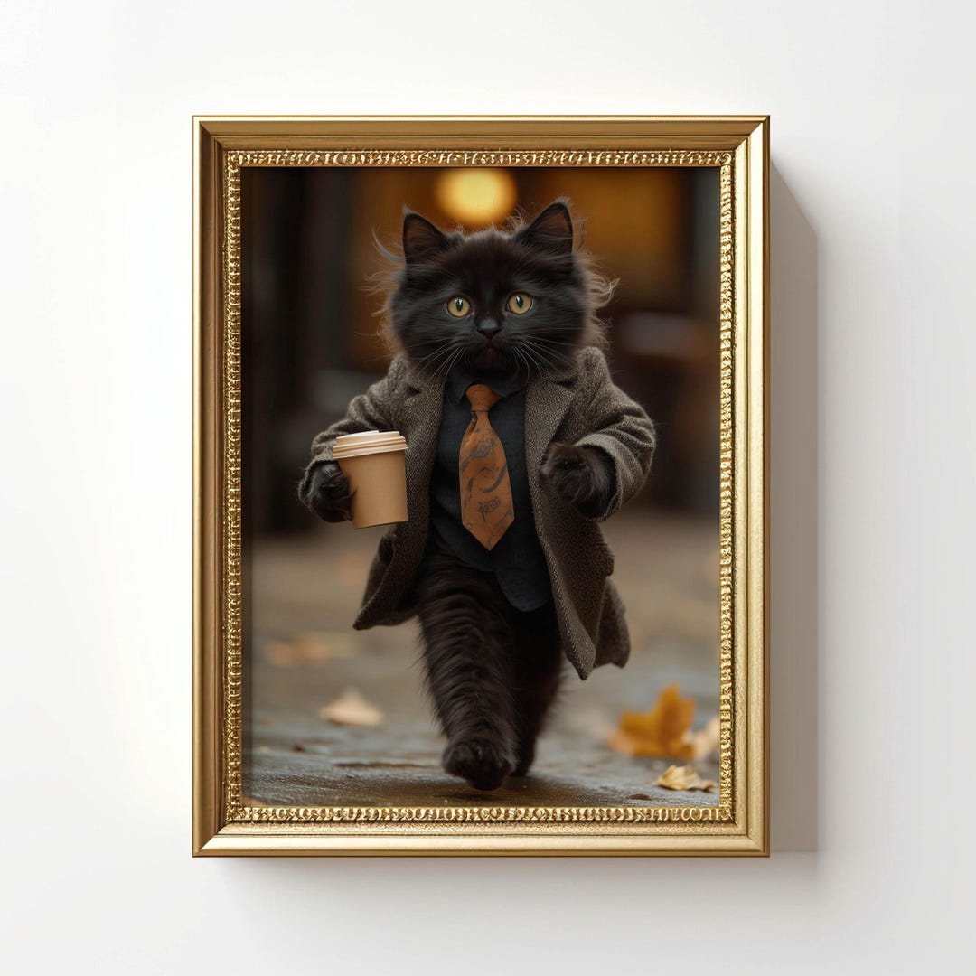 Funny Cat Office Workspace Gift for Colleague Funny Art Office Space ...