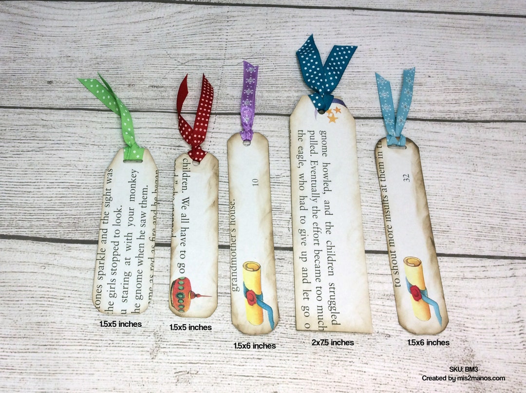 Upcycled Bookmarks Made From the Recycled Book Set of 5 - Etsy
