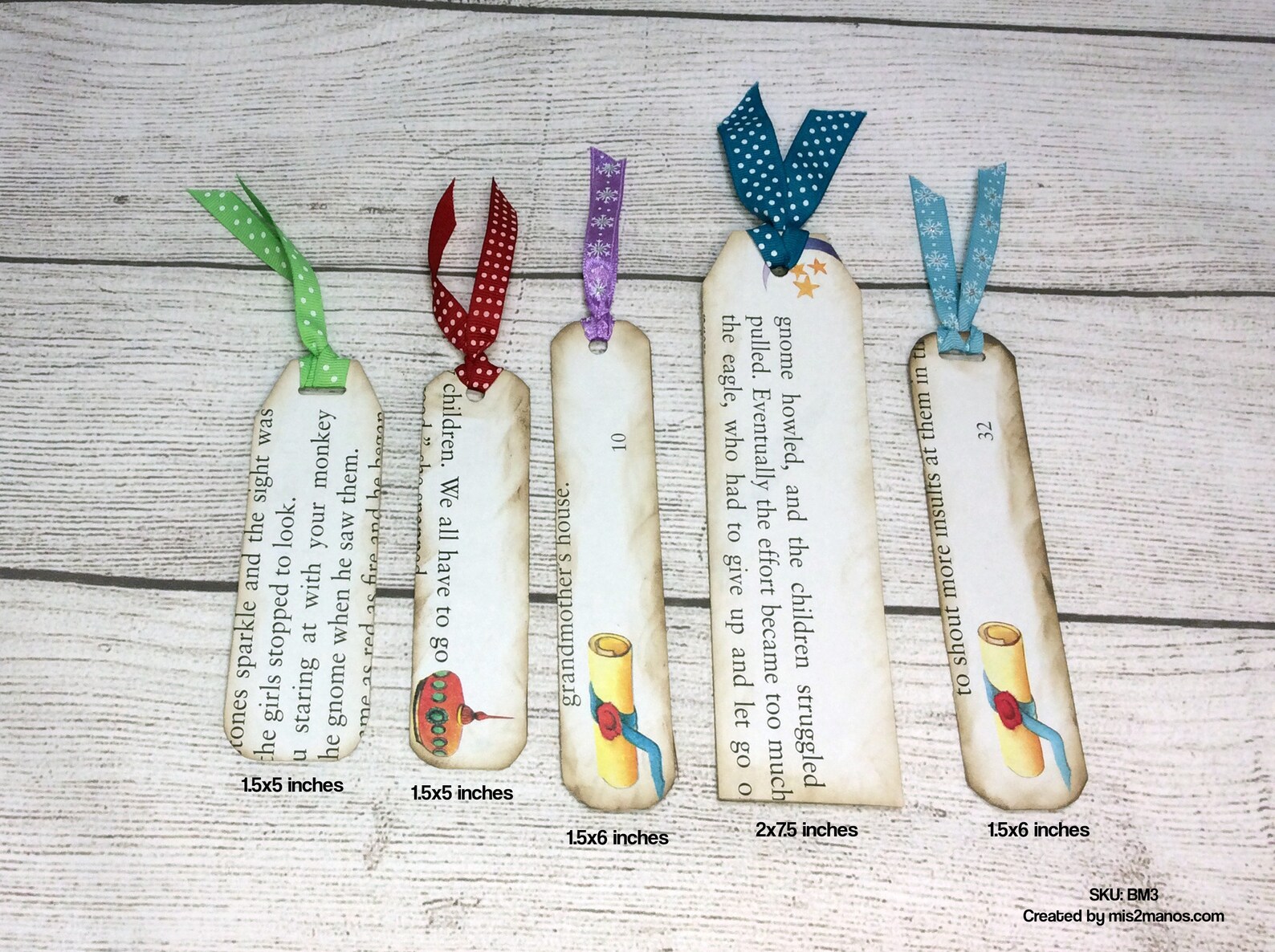 Upcycled Bookmarks Made From the Recycled Book Set of 5 - Etsy