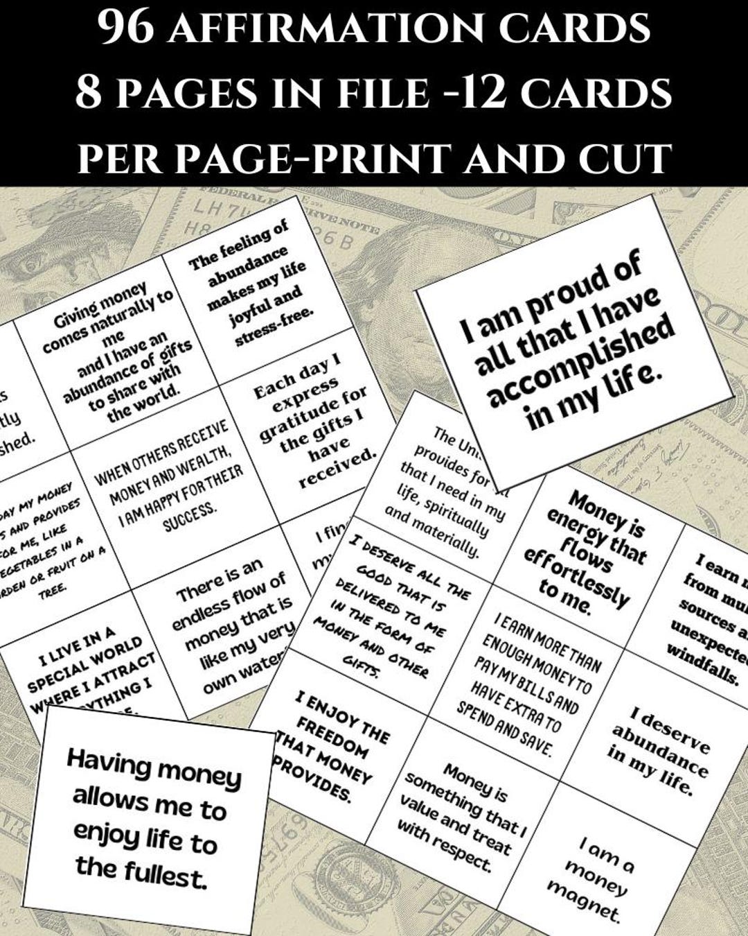 Printable Money Affirmation Mantra Cards - Etsy
