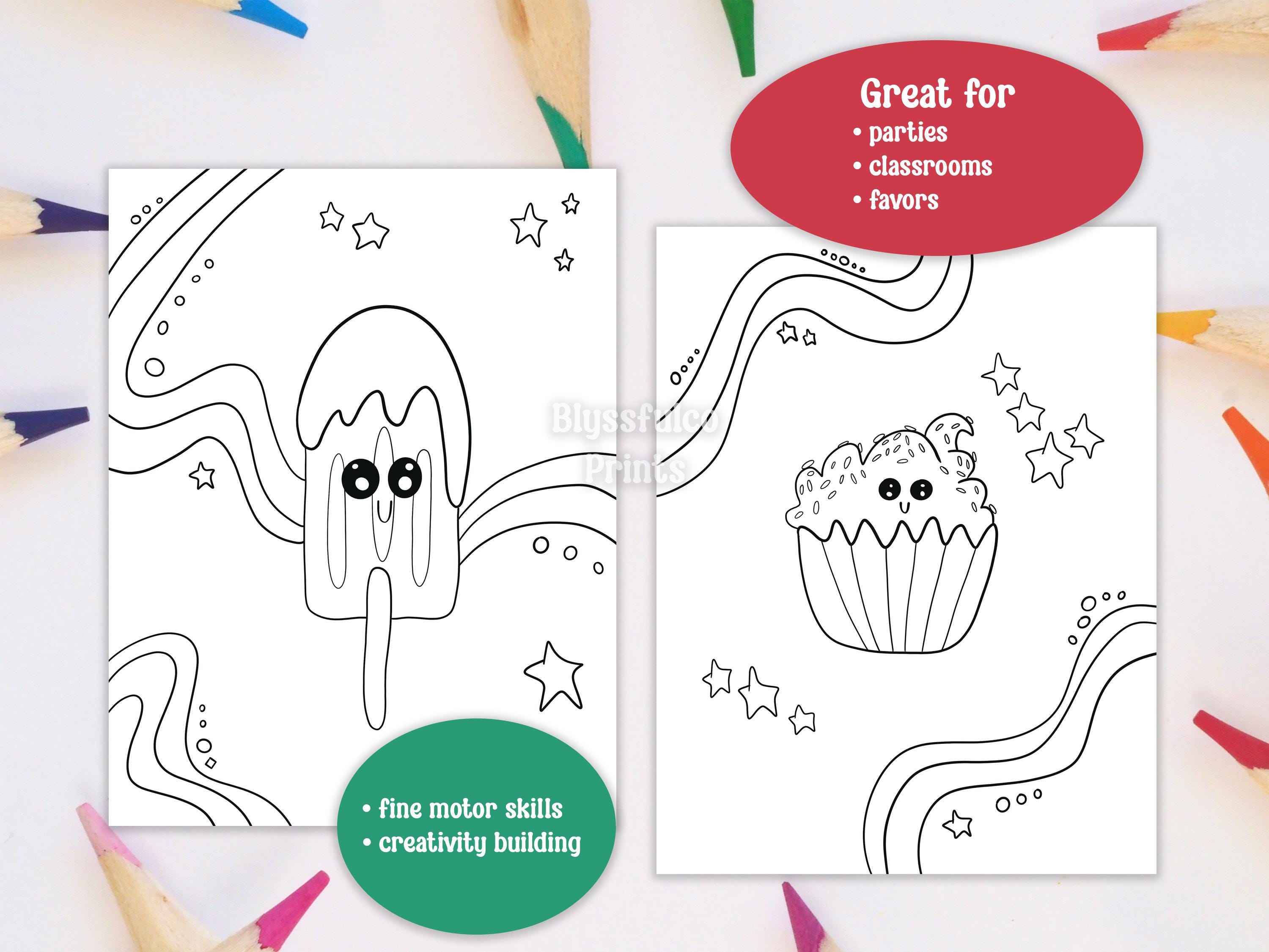 Printable Cute Dessert Coloring Pages Original Artwork - Pack of 6 - Etsy