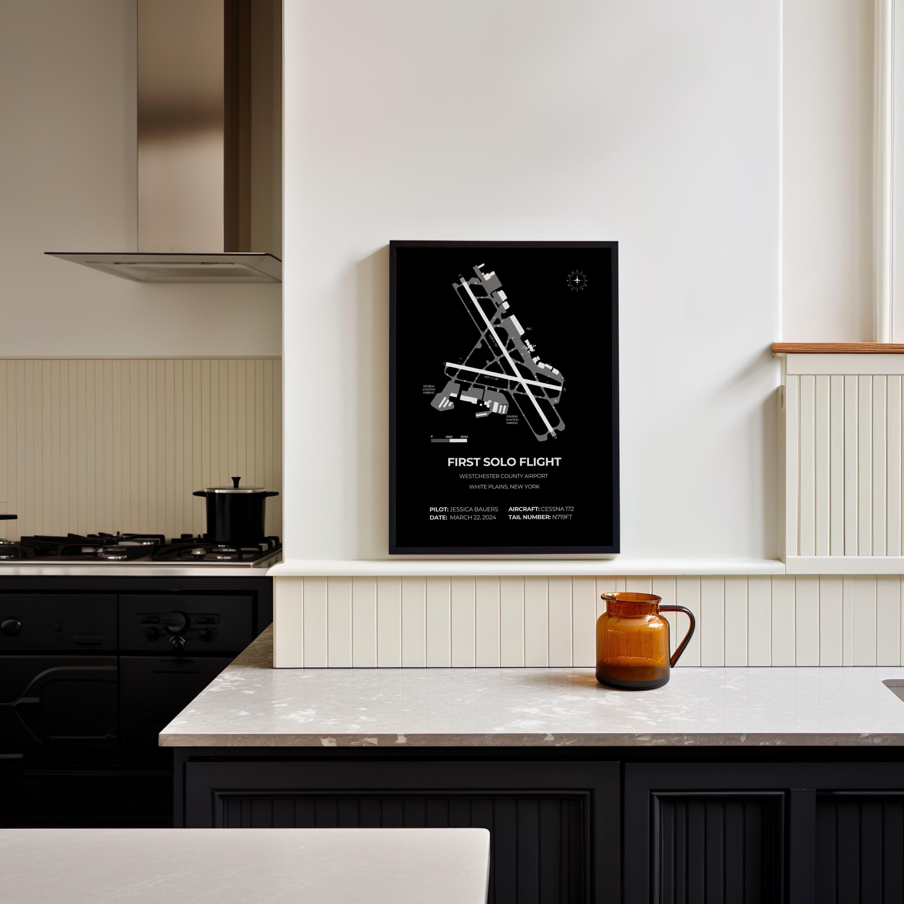 First Solo Flight Framed Print, Customizable Detailed Framed Airport ...