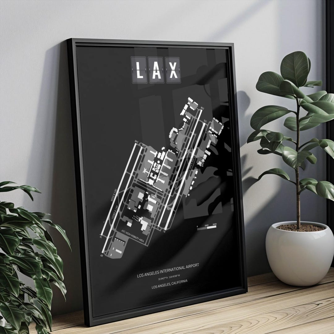 Minimalist LAX Airport Diagram Poster, Framed Poster, Aviation Gift ...