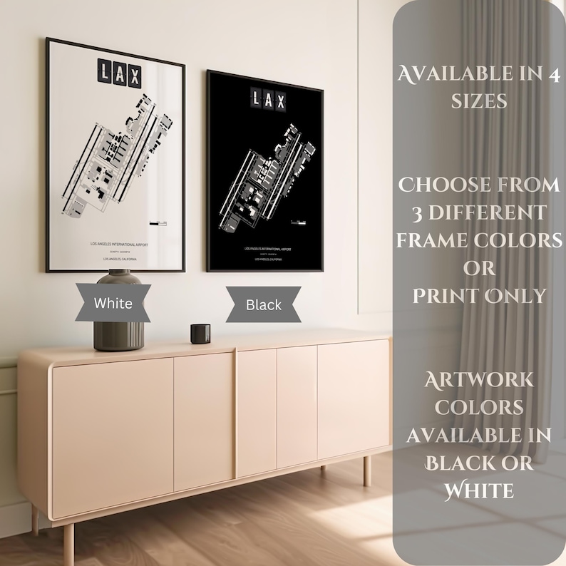 Minimalist LAX Airport Diagram Poster, Framed Poster, Aviation Gift ...