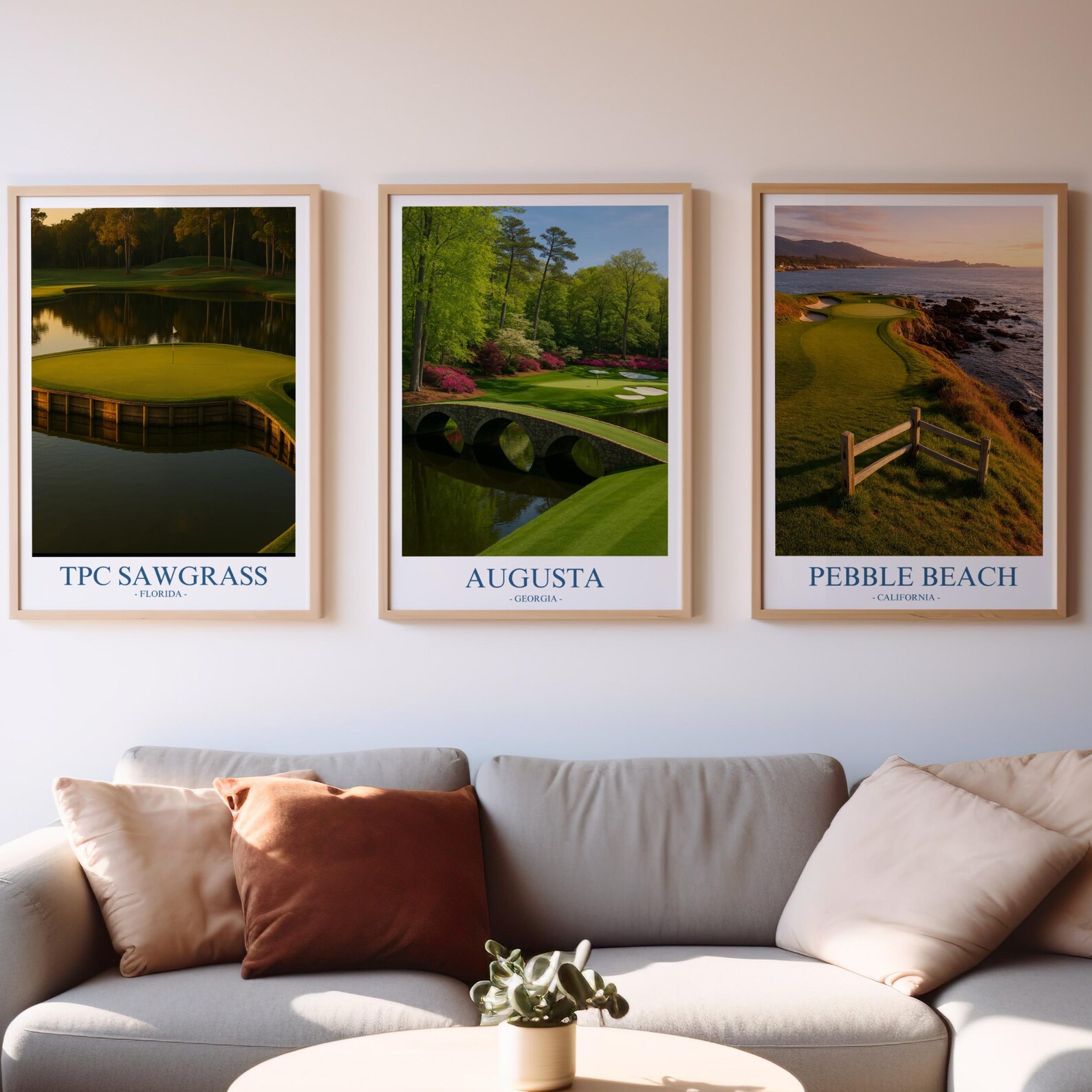 Golf Course Prints Set: Augusta, Pebble Beach, TPC Sawgrass - Etsy