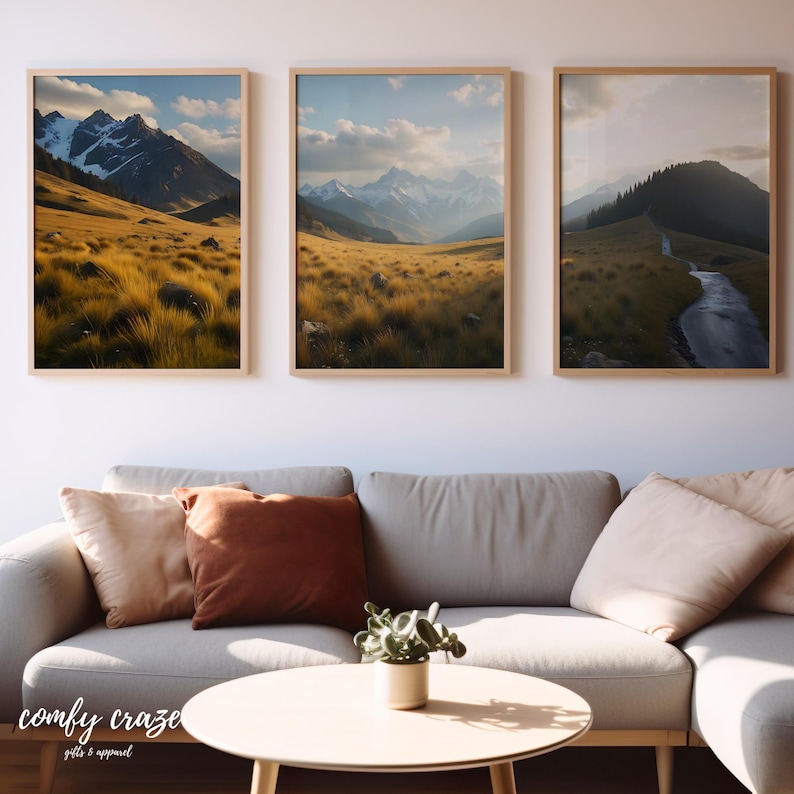 Mountain Lake Triptych Prints: Panoramic Alpine Meadow Wall Art - Etsy