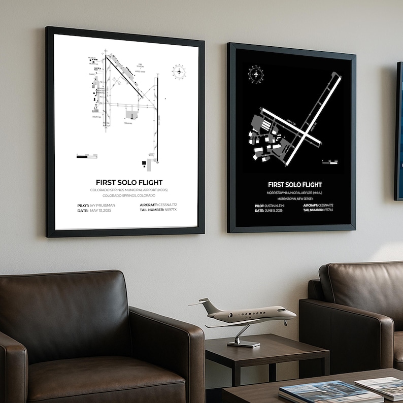 First Solo Flight Framed Print, Customizable Detailed Framed Airport ...