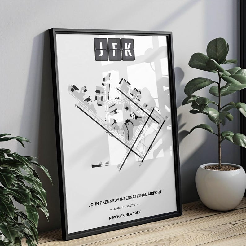 Minimalist JFK Airport Diagram Poster: Aviation Art Print - Etsy