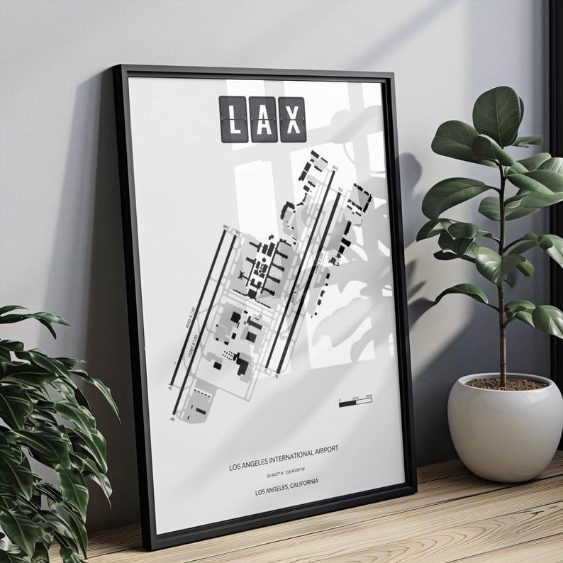 Minimalist LAX Airport Diagram Art Print: Modern Aviation Gift - Etsy