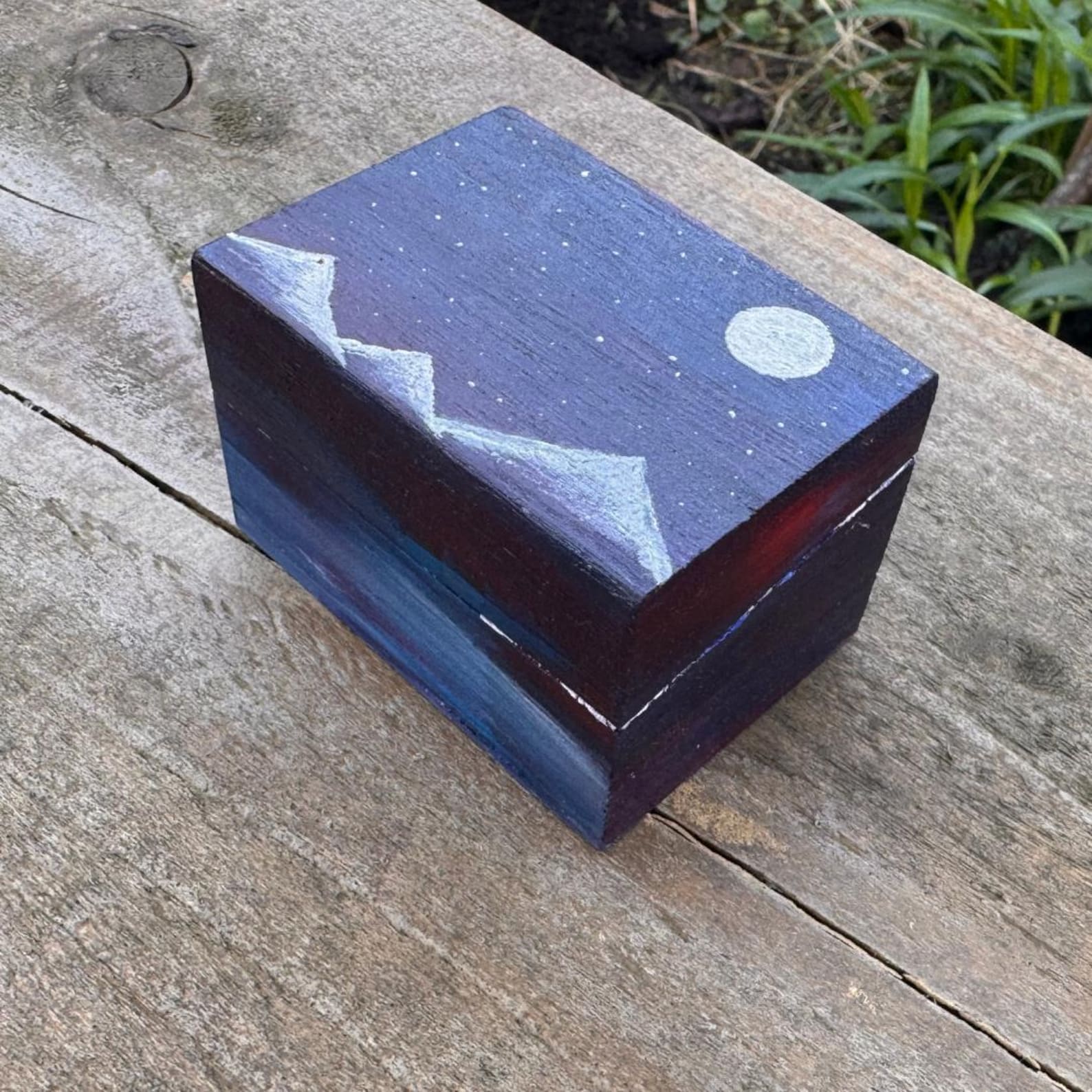 Hand Painted Mountain Wooden Trinket Box - Etsy