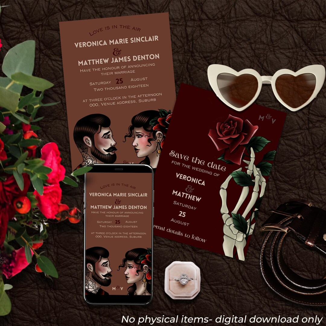 Tattoo Wedding Invitation - Veronica Collection - Invite Suite | Save ...