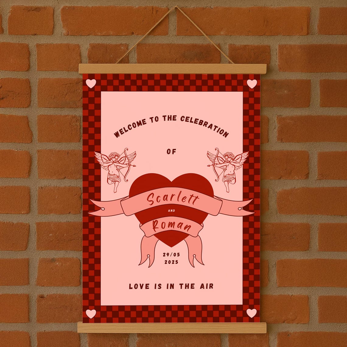 Vintage Heart Welcome Sign: Retro Cupid Wedding or Engagement (canva ...